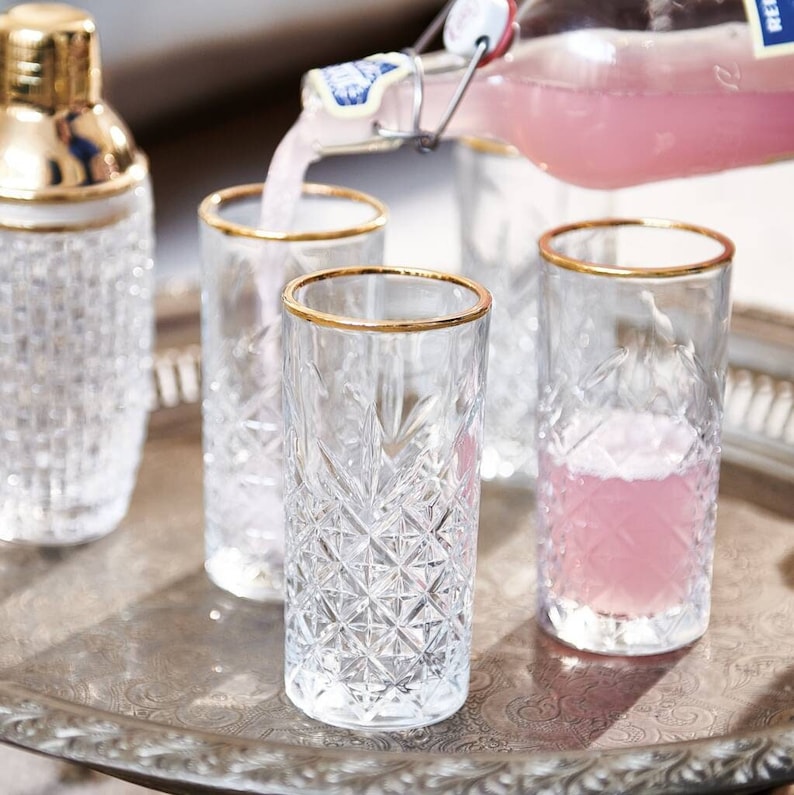 Gold Rimmed Cocktail Glasses Handmade Glassware and Barware - Etsy