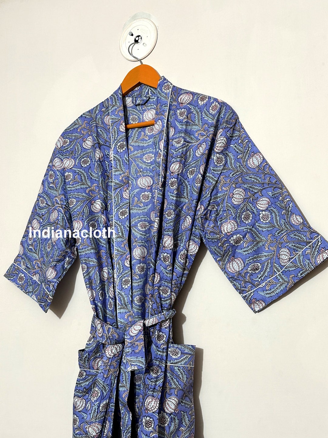 Cotton Kimono Robe, Block Print Robes for Women,dressing Gown, Plus ...