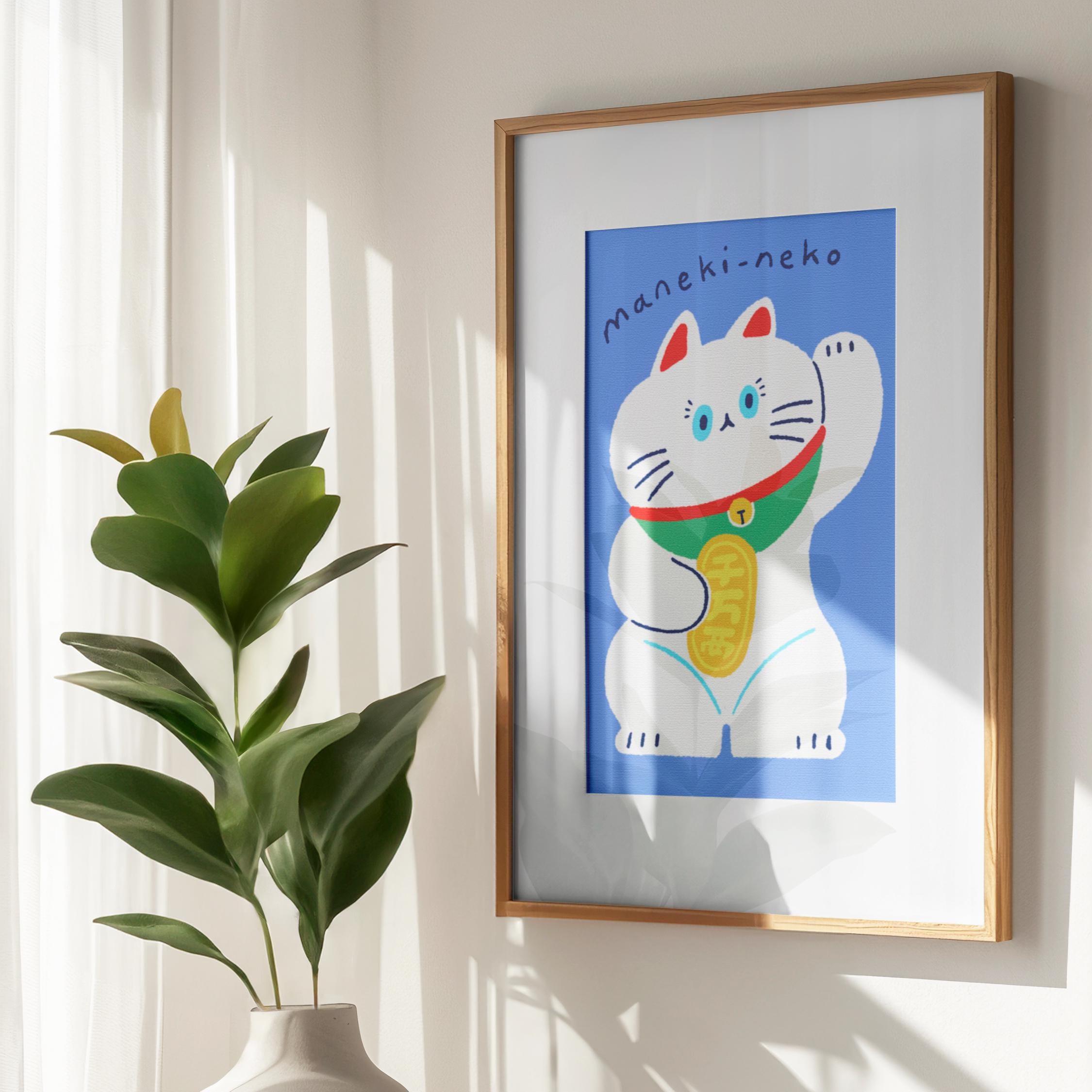 Kawaii Cat Poster Printable | Maneki Neko Wall Art | Cute Japanese ...