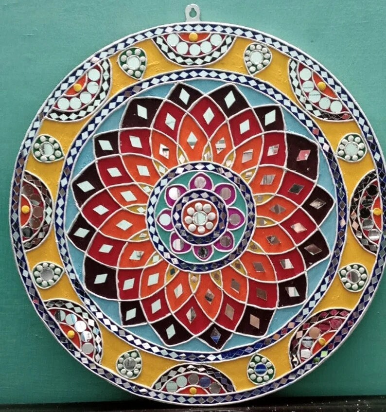 Handmade Mirror Art Lippan Art for Wall Decor, Indian Traditional Art ...