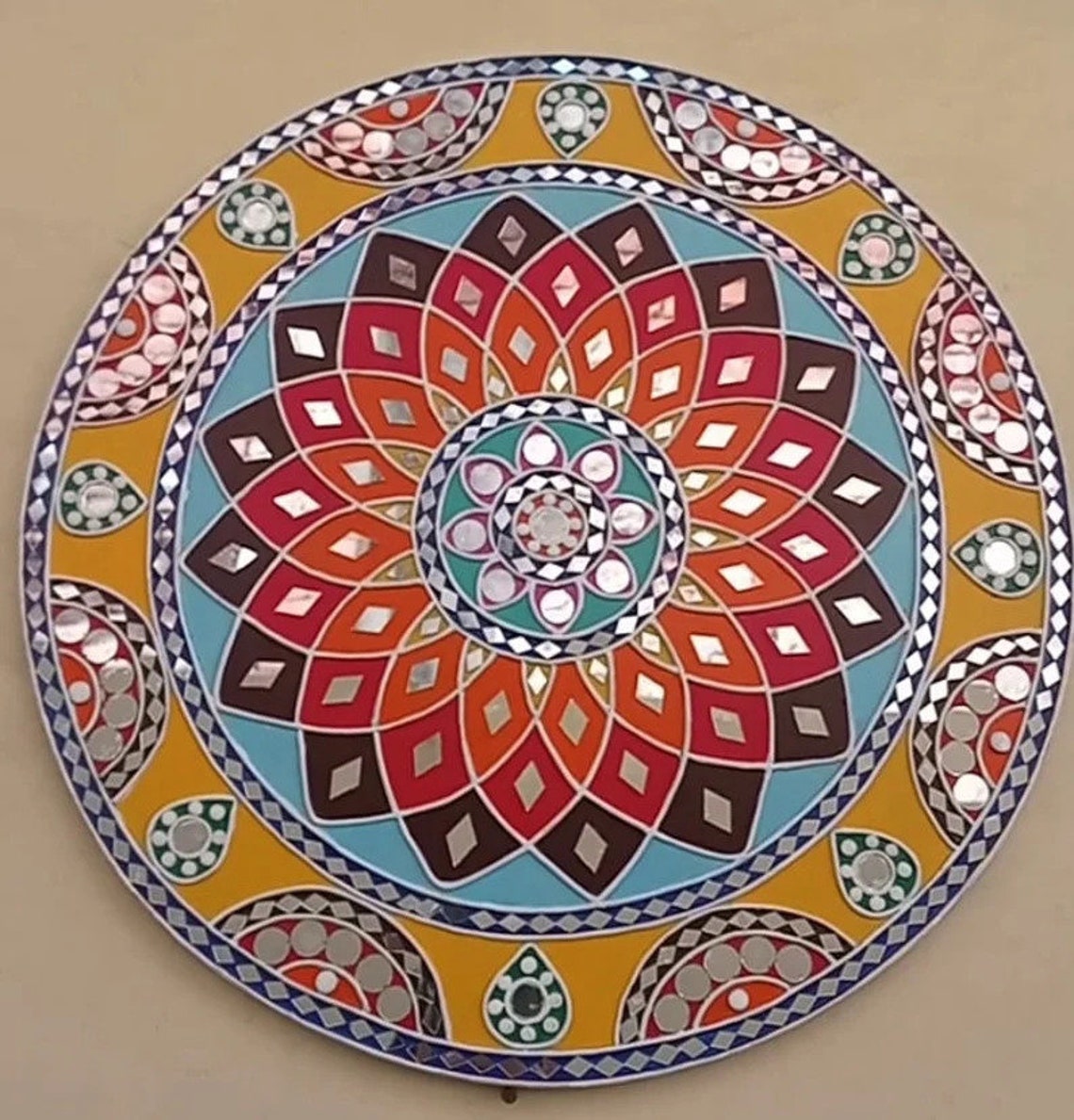 Handmade Mirror Art Lippan Art for Wall Decor, Indian Traditional Art ...