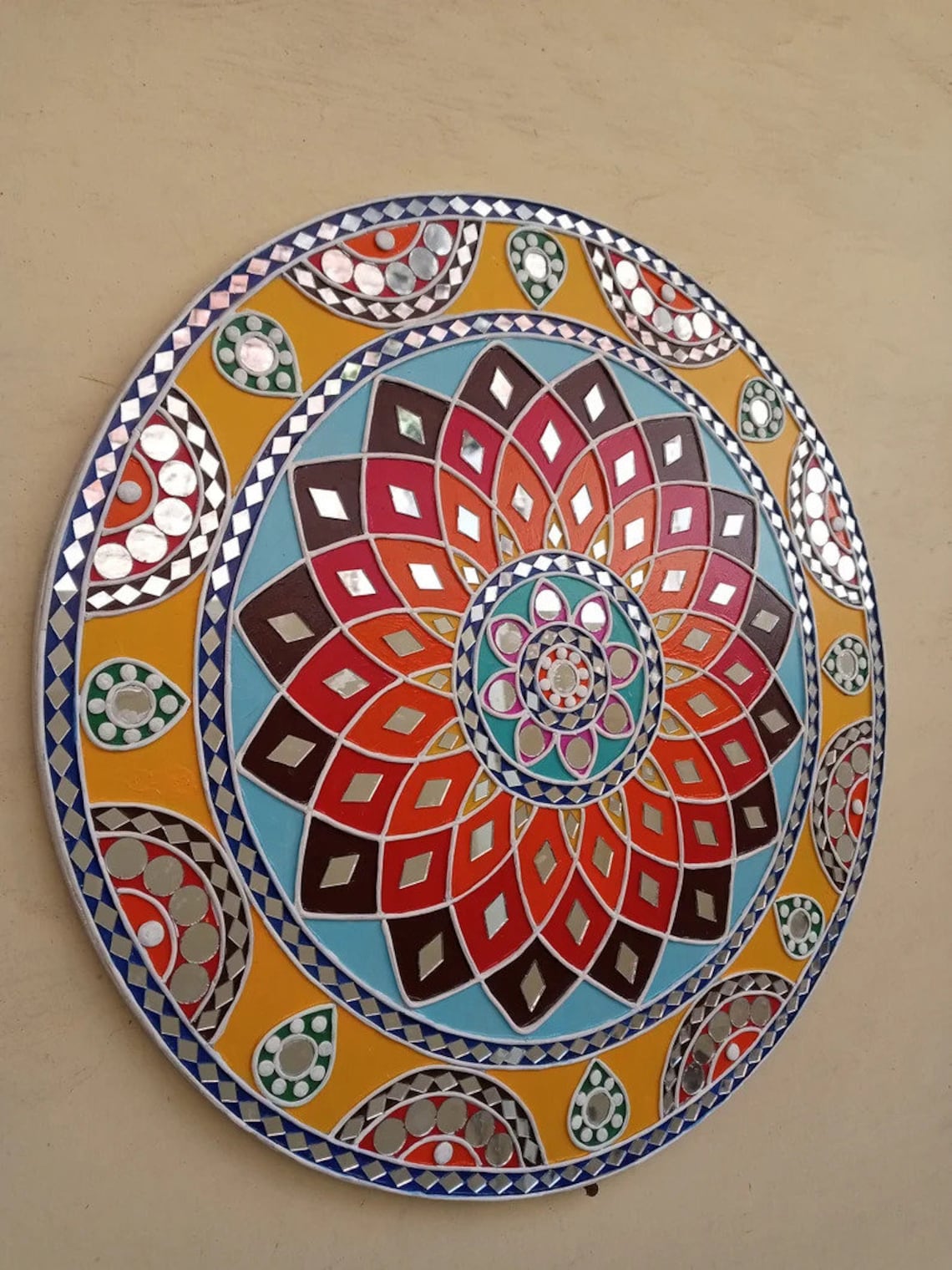 Handmade Mirror Art Lippan Art for Wall Decor, Indian Traditional Art ...