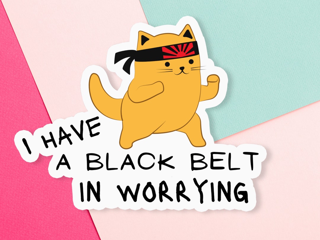 Anxiety Sticker // Funny Cat Sticker // Karate Cat Sticker // Mental ...
