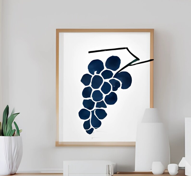 Grapes Art Abstract Watercolor Printable Wall Decor - Etsy