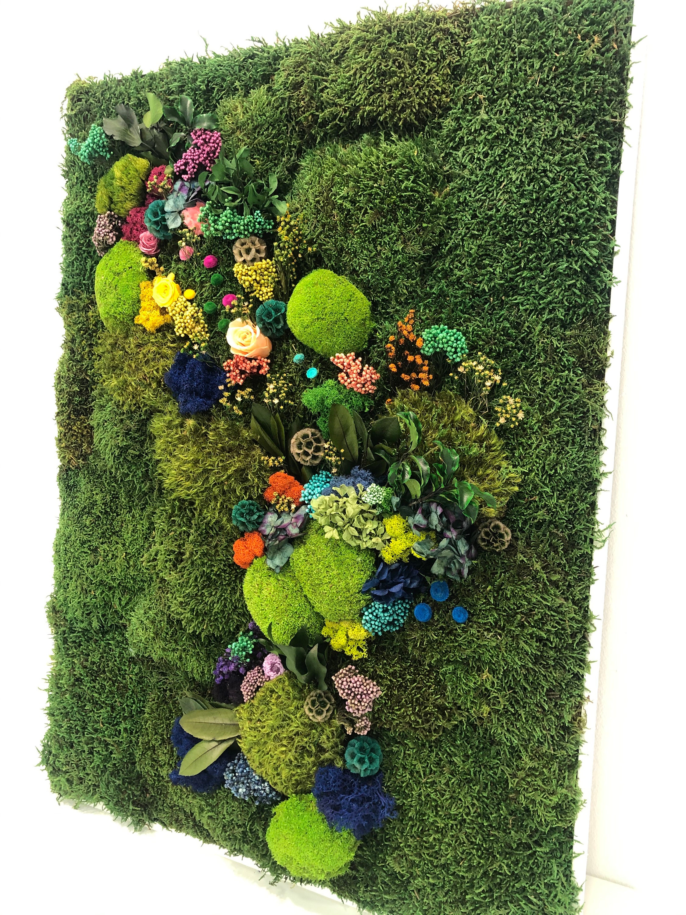 Moss Wall Art, Painting With Preserved Flowers, Nature Room Decor ...
