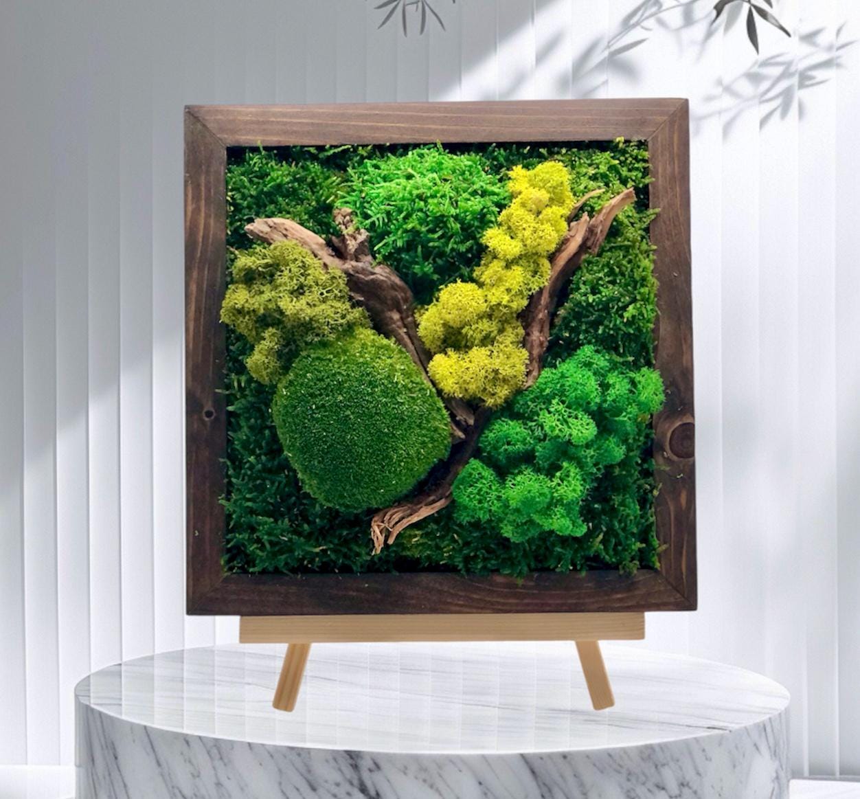 Preserved Natural Moss Wall Art: Personalized Green Plants and Wood ...