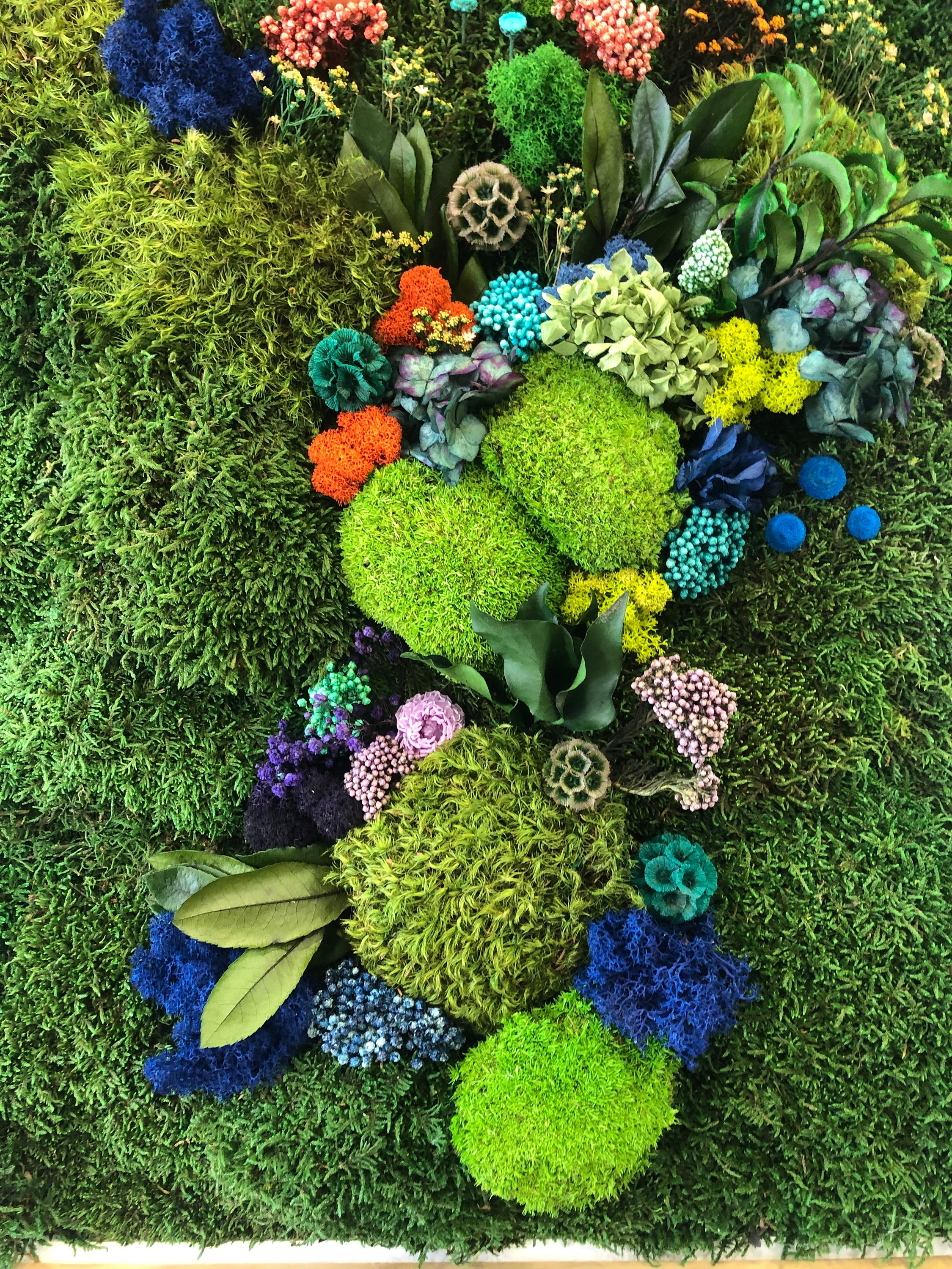 Moss Wall Art, Painting With Preserved Flowers, Nature Room Decor ...