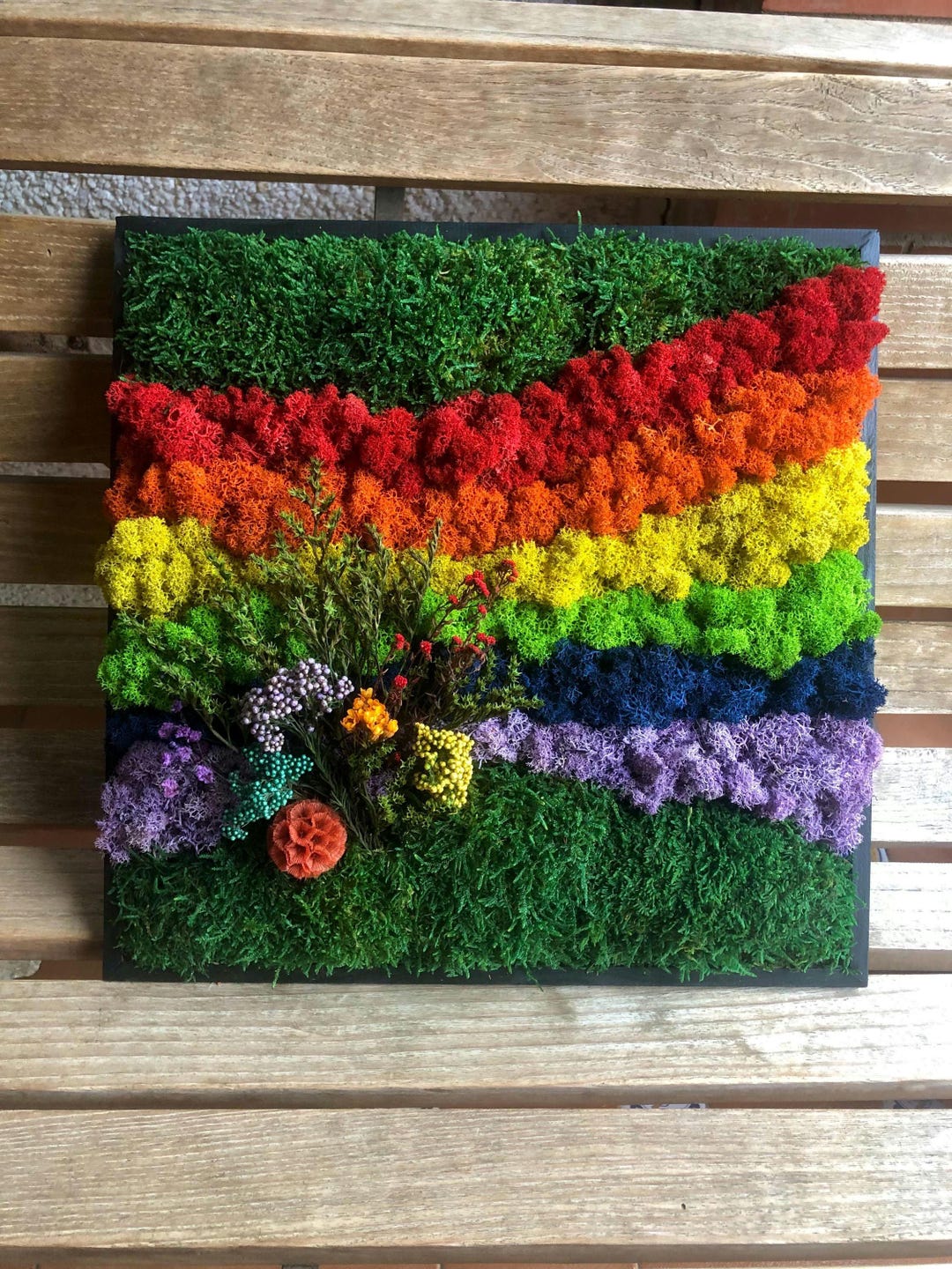 Pride Flag Wall Art With Lichen and Preserved Plants, Pride Print ...