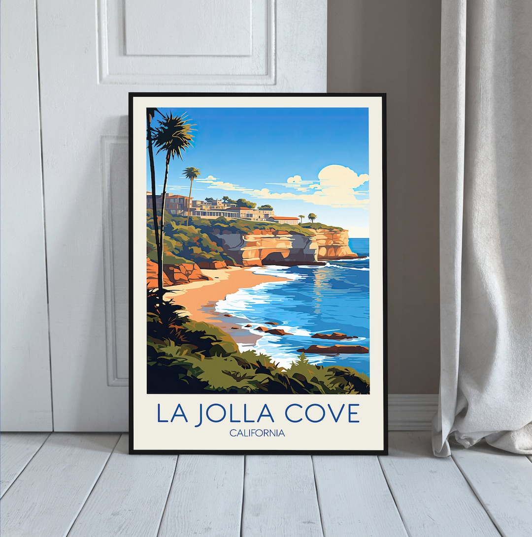 La Jolla Cove Travel Poster La Jolla Cove Print California Etsy