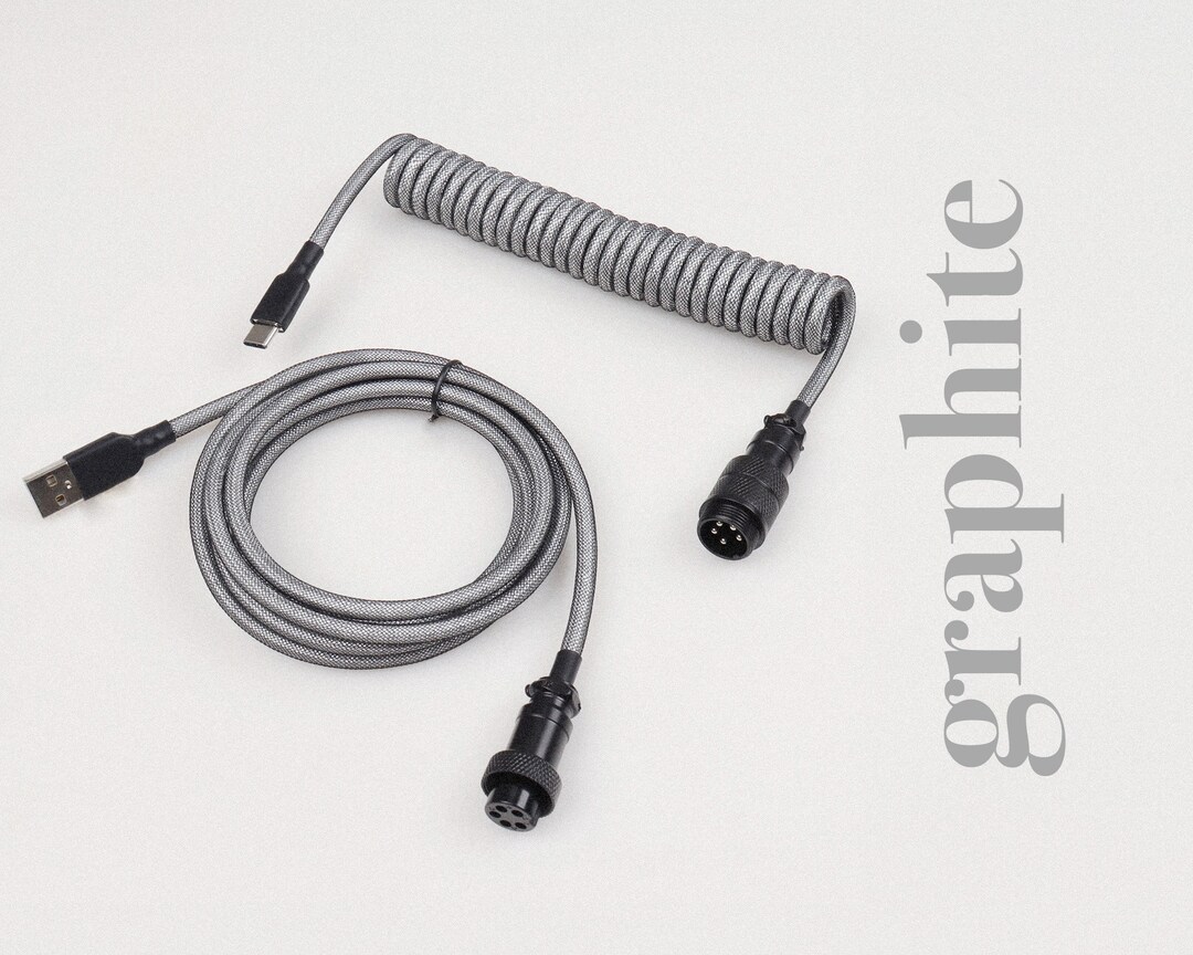 Graphite Custom Coiled Mechanical Keyboard Cable for GMK Theme ...