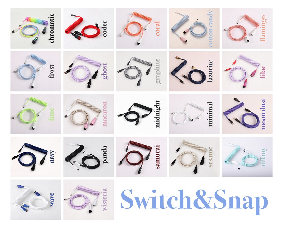 Cotton Candy Custom Coiled Mechanical Keyboard Cable for GMK Theme ...