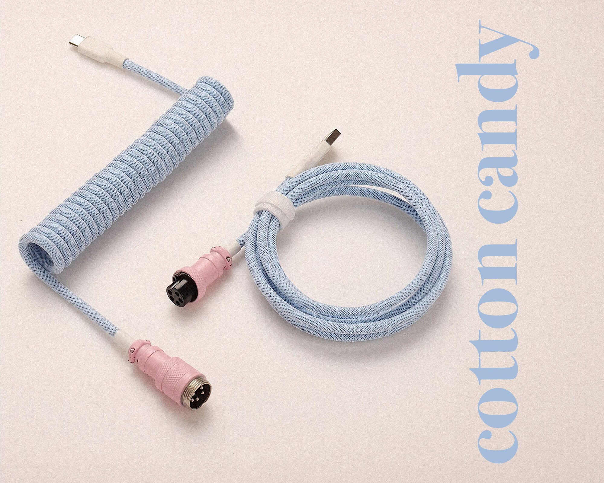 Cotton Candy Custom Coiled Mechanical Keyboard Cable for GMK Theme ...