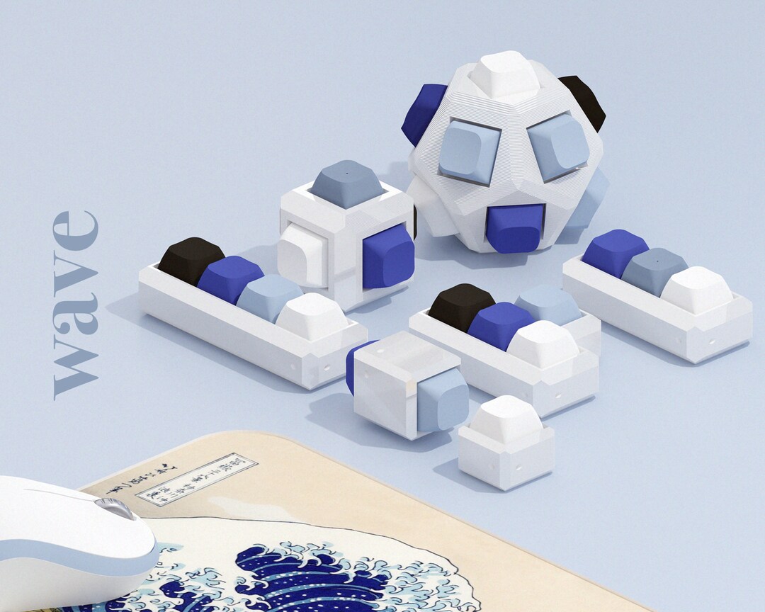 Wave Mechanical Fidgets Blue Keycaps Anxiety Stress Relief - Etsy Australia