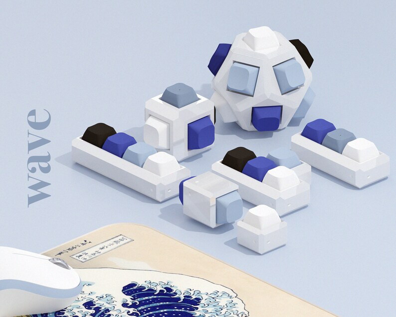 Wave Mechanical Fidgets Blue Keycaps Anxiety Stress Relief - Etsy Australia