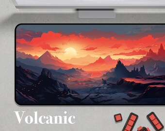 Orange Boho Forest Sunset Desk Mat Gaming Mouse Pad Large Mousepad ...