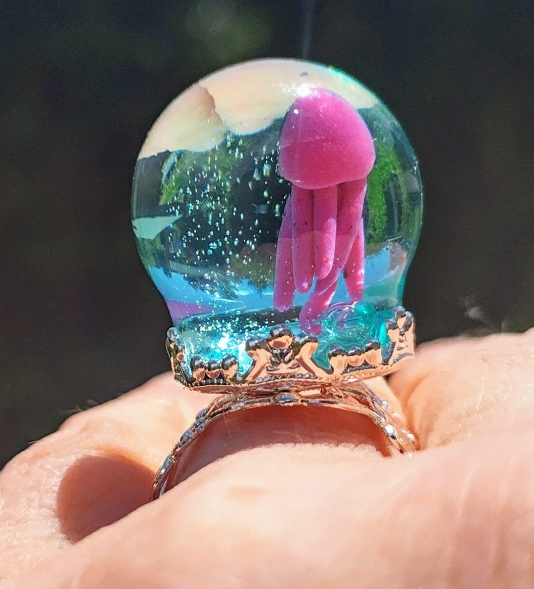 Jellyfish Bubble Ring, Glass Globe, Sphere, Underwater Scene, Mini ...
