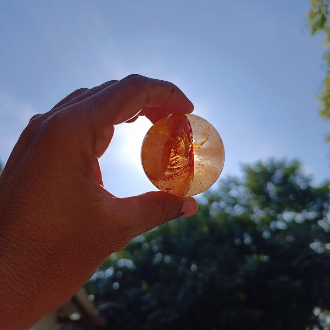 Natural Hematoid Quartz Sphere | Red Fire Quartz Ball | Rainbows ...