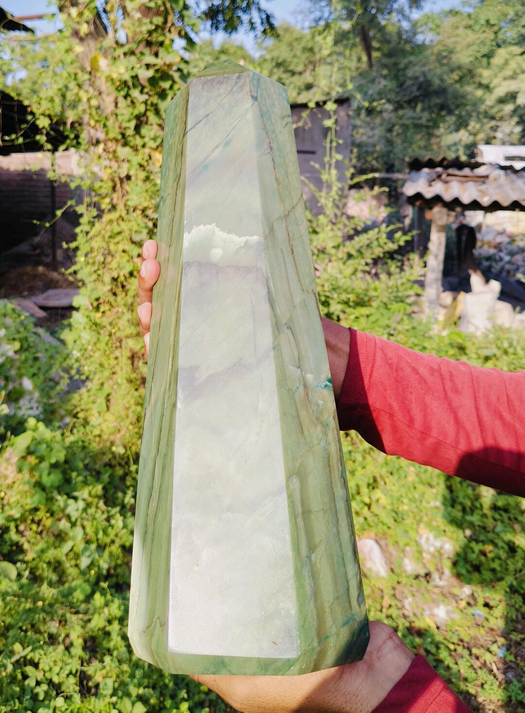 Large Green Jade Crystal Tower - Natural Green Jade Obelisk for Home ...