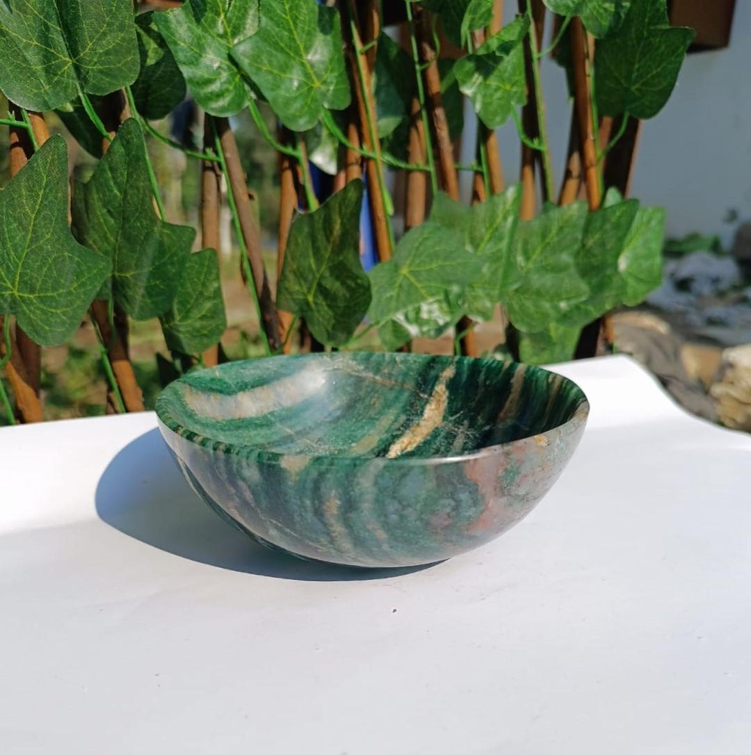 Handmade Green Mica Bowl: Fuchsite Crystal Decor - Etsy