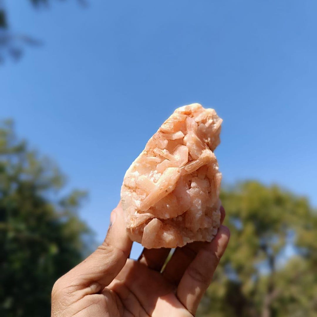 Natural Stilbite Cluster With Apophyllite Crystals | Orange Stilbite ...