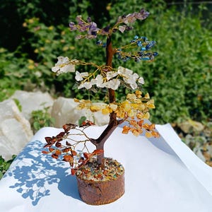 7 Chakra Gemstone Tree With 300 Healing Crystals | 10-12" Handmade ...