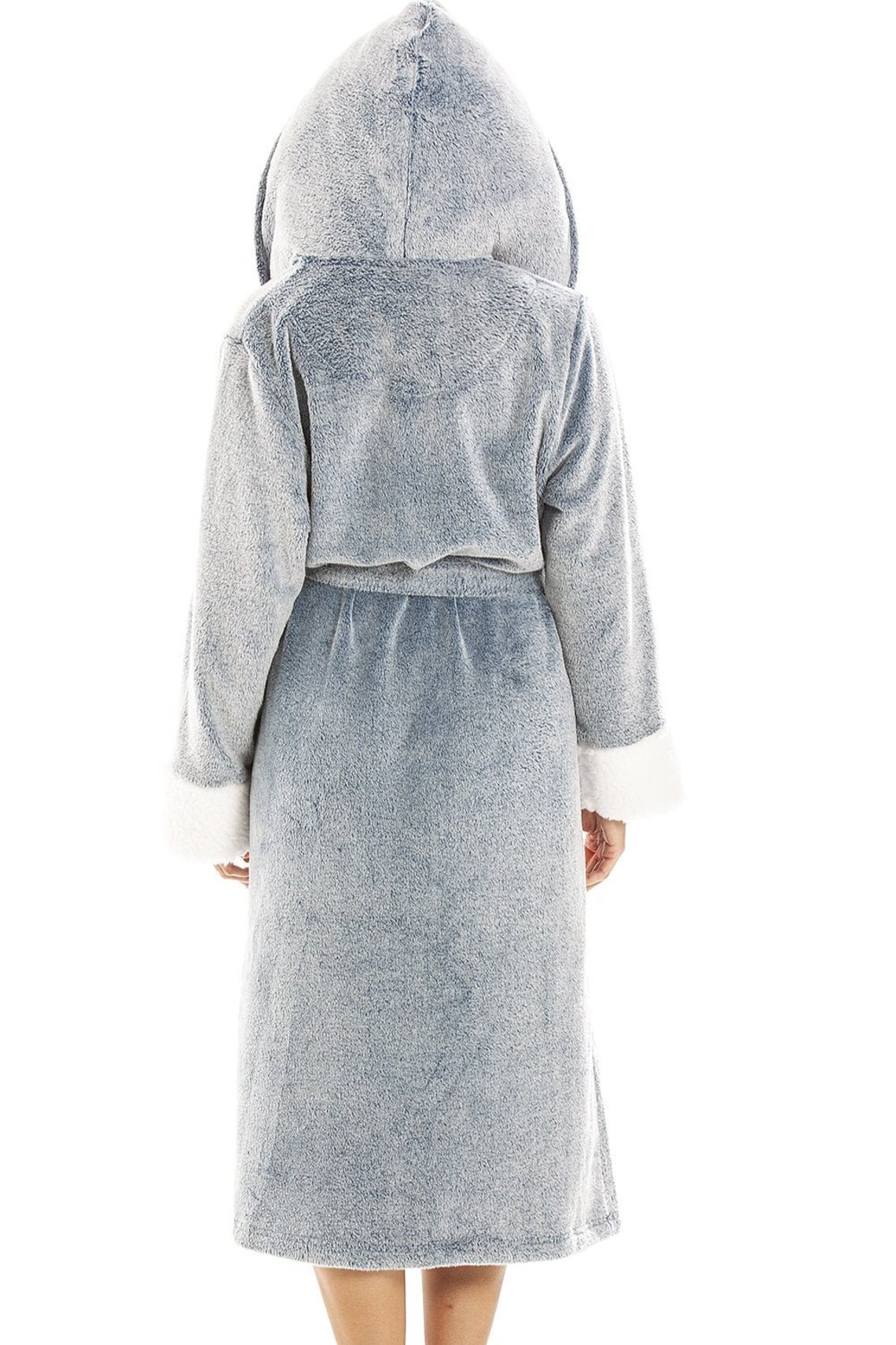 Womens Deep Pile Full Length Fleece Bathrobe With Sherpa Lined Hood ...