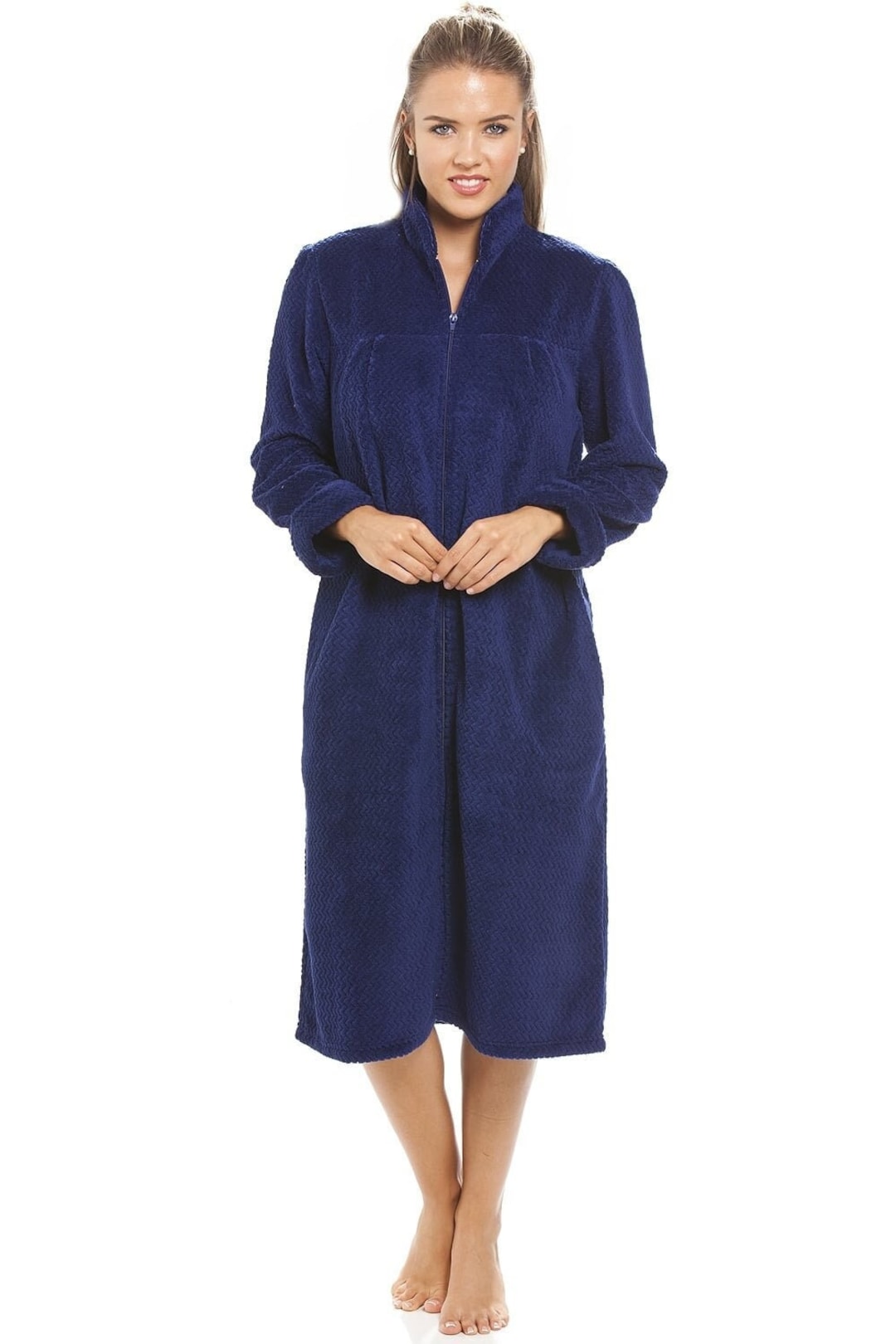 Womens Long Sleeve Fleece Zip Front Housecoats - Etsy UK
