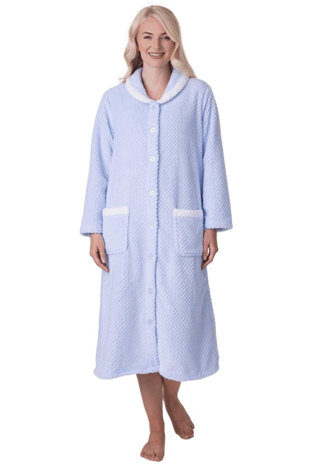 Womens Supersoft Button Front Textured Housecoat - Etsy