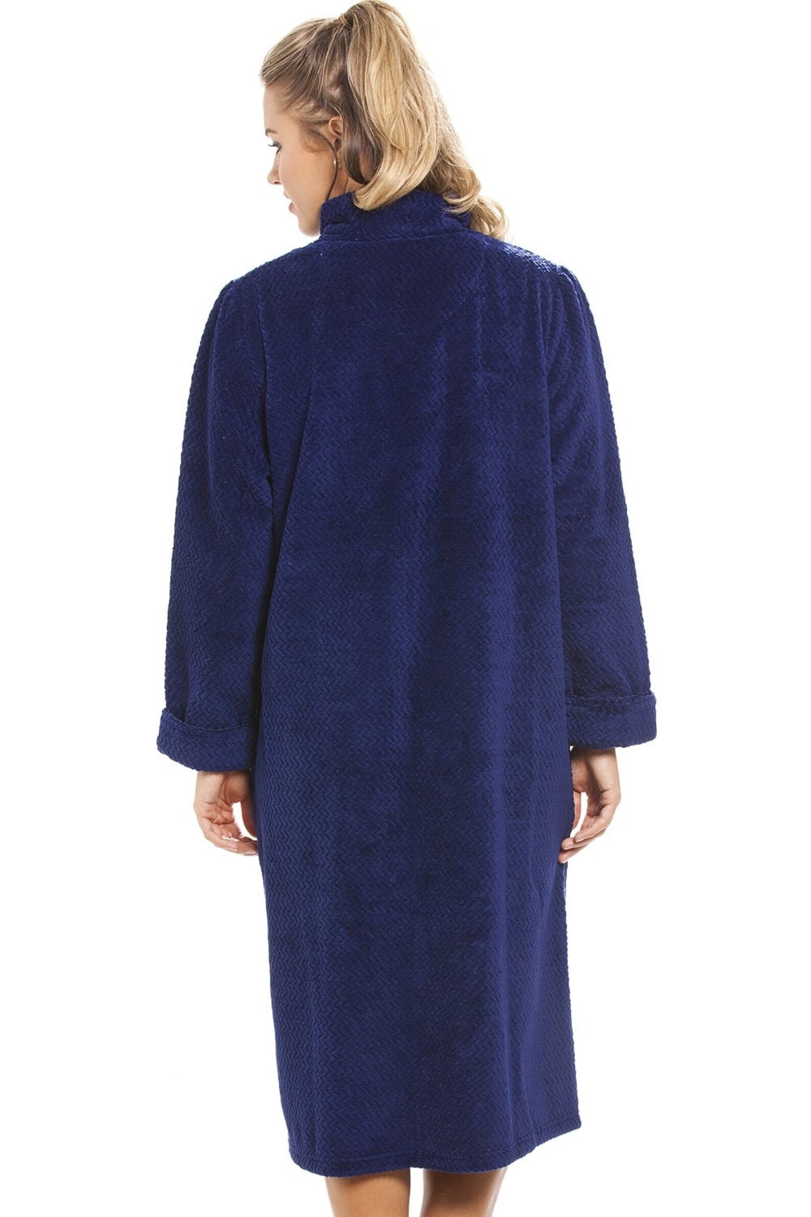 Womens Long Sleeve Fleece Zip Front Housecoats - Etsy
