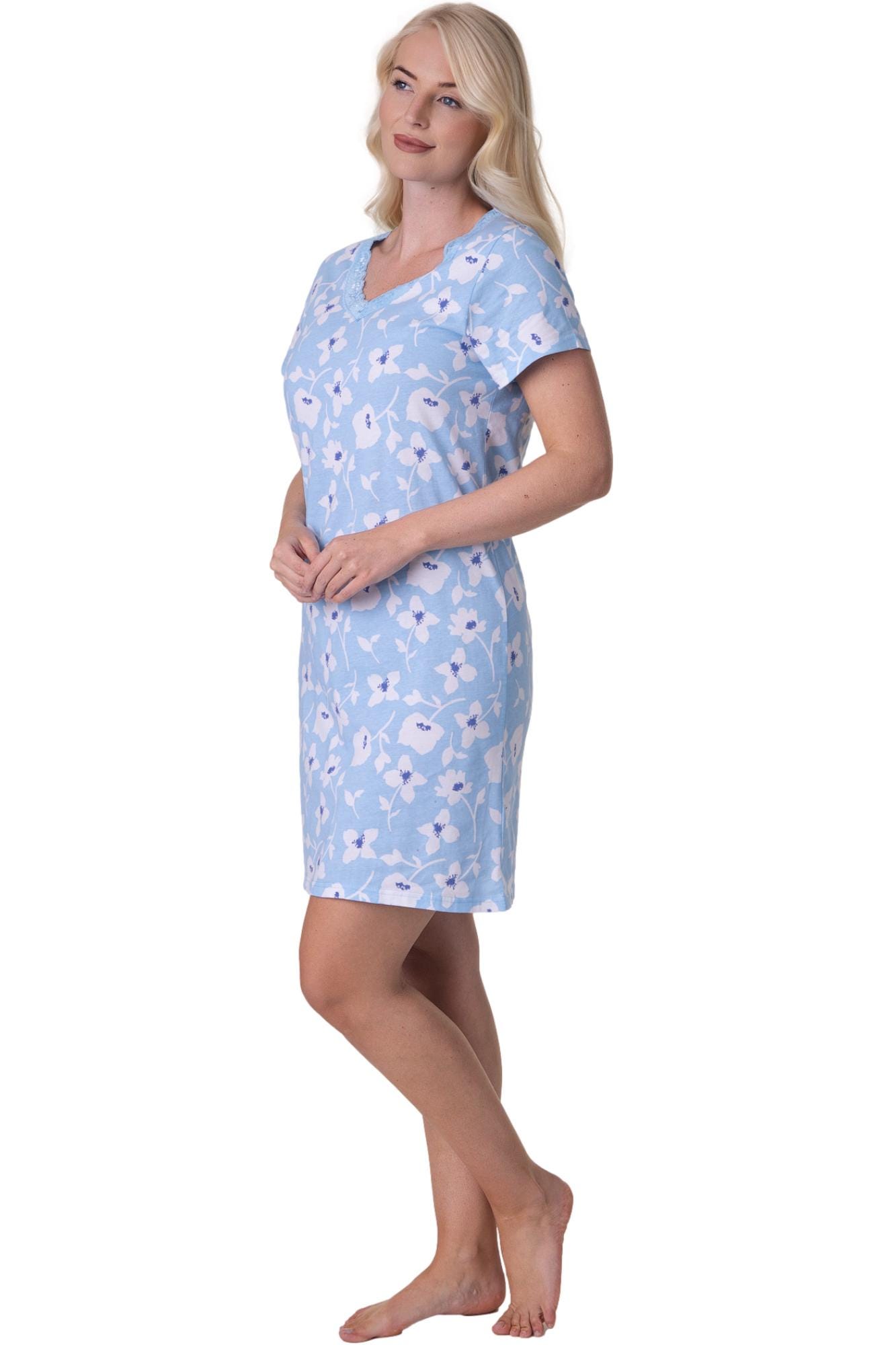 Womens Floral Print Cotton Nightdress - Etsy