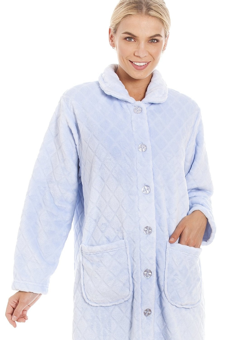 Womens Supersoft Button Front Diamond Print Housecoat - Etsy