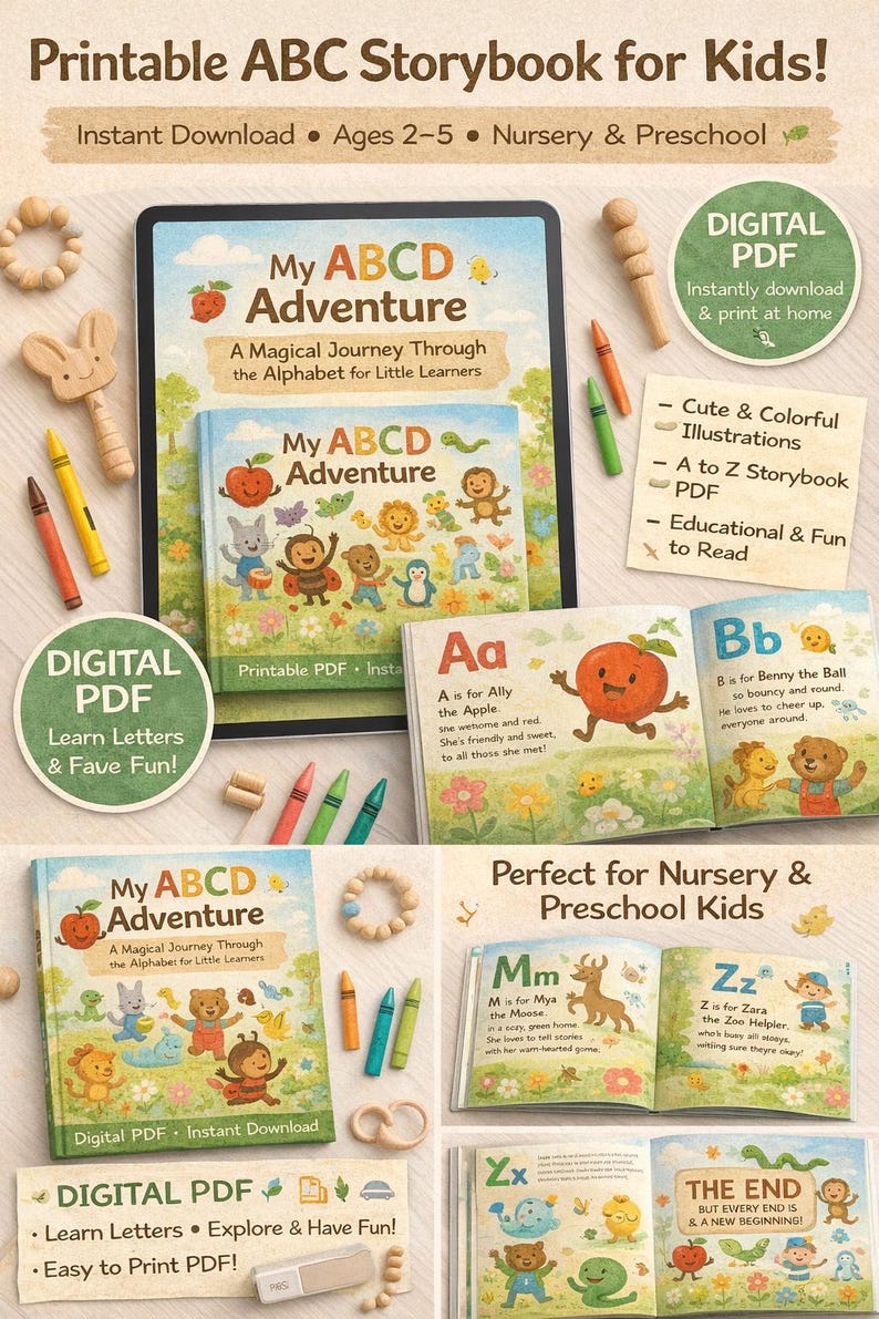 My ABCD Adventure | A to Z Alphabet Storybook for Kids | Printable ABC ...