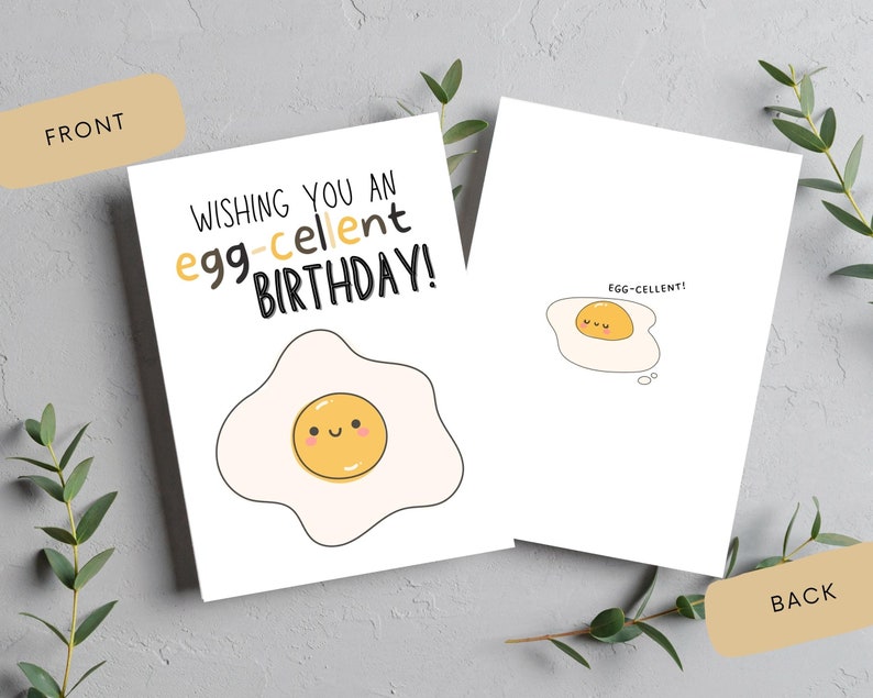Wishing You an Egg-cellent Birthday Card, Printable Pun Birthday Card ...