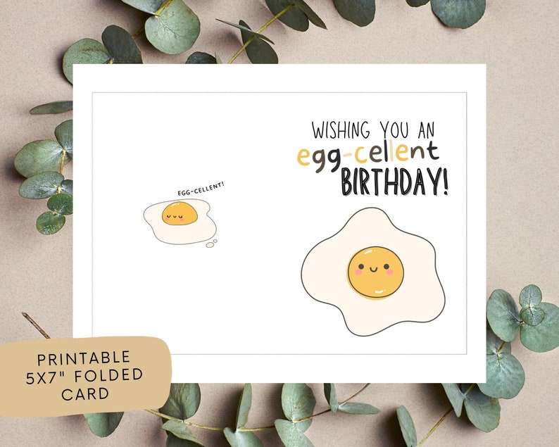 Wishing You an Egg-cellent Birthday Card, Printable Pun Birthday Card ...