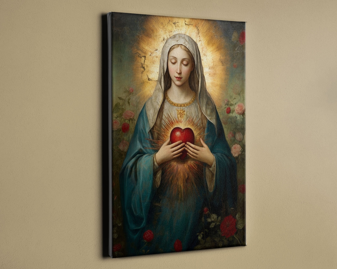 Immaculate Heart of Mary Renaissance Art Canvas Virgin Mary Artwork ...