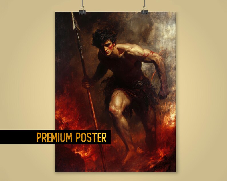 Ares God of War Poster, Epic Greek God Ares in Battle, Spartan Battle ...