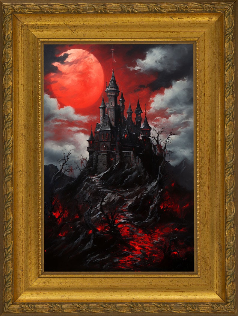 Dracula's Castle Digital Painting Poster Gothic European Folklore Scary ...