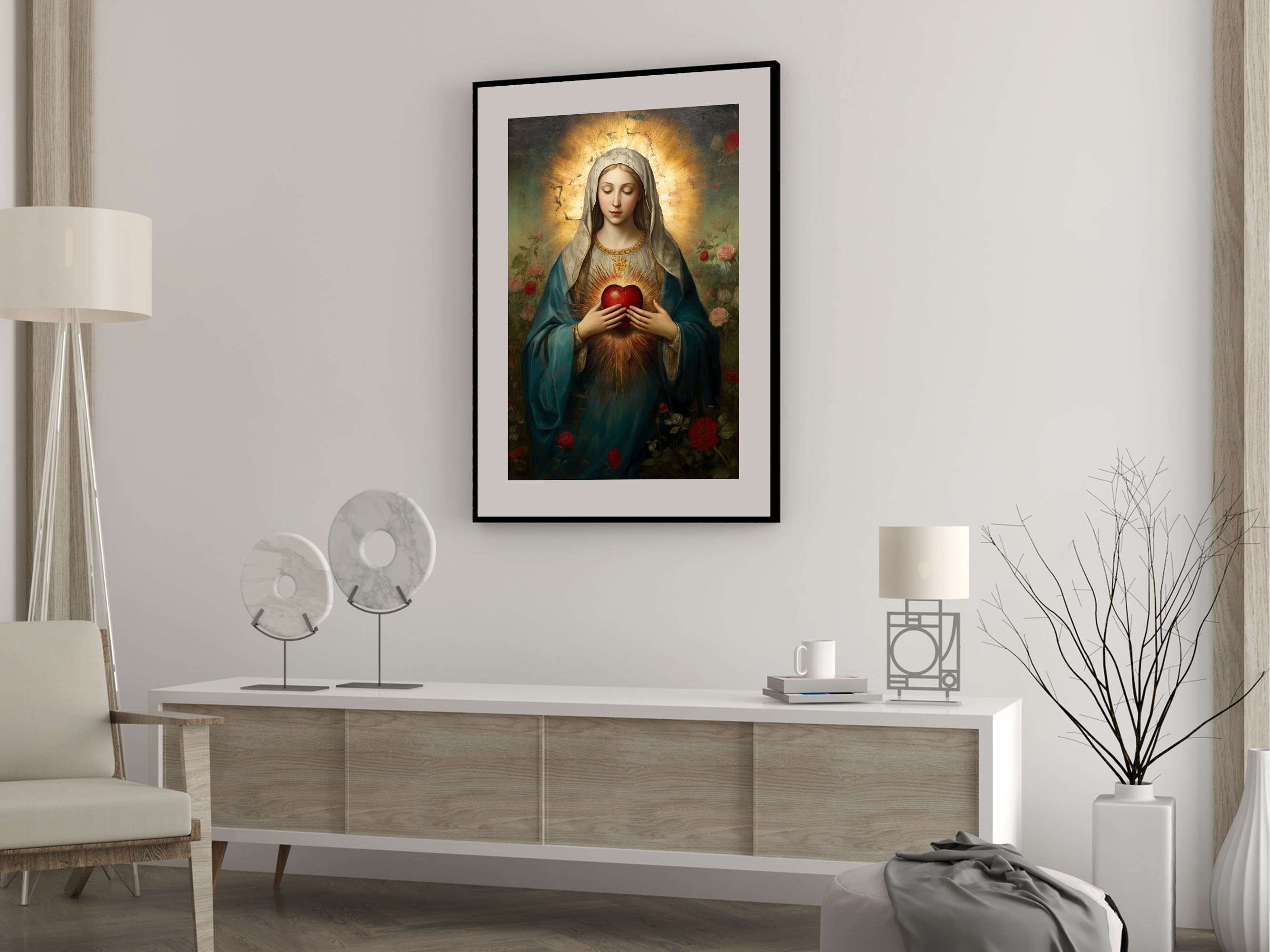 Immaculate Heart of Mary Renaissance Art Print - Virgin Mary Artwork ...