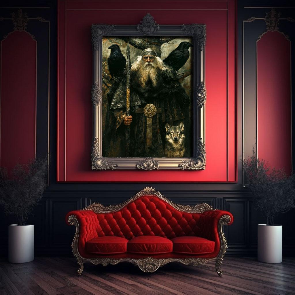 Viking God Odin Poster Norse Mythology Allfather Portrait, Odin With ...