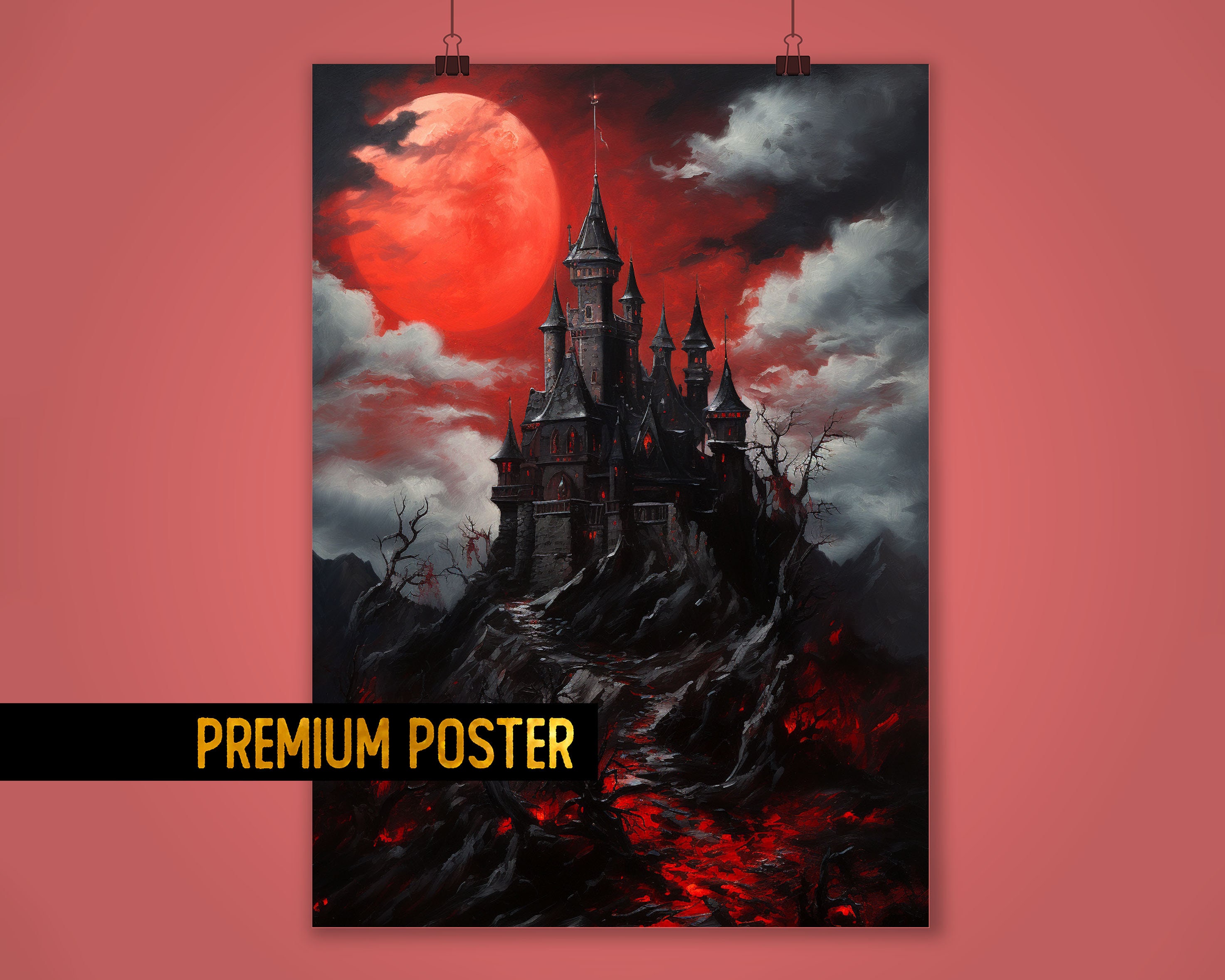 Dracula's Castle Digital Painting Poster Gothic European Folklore Scary ...