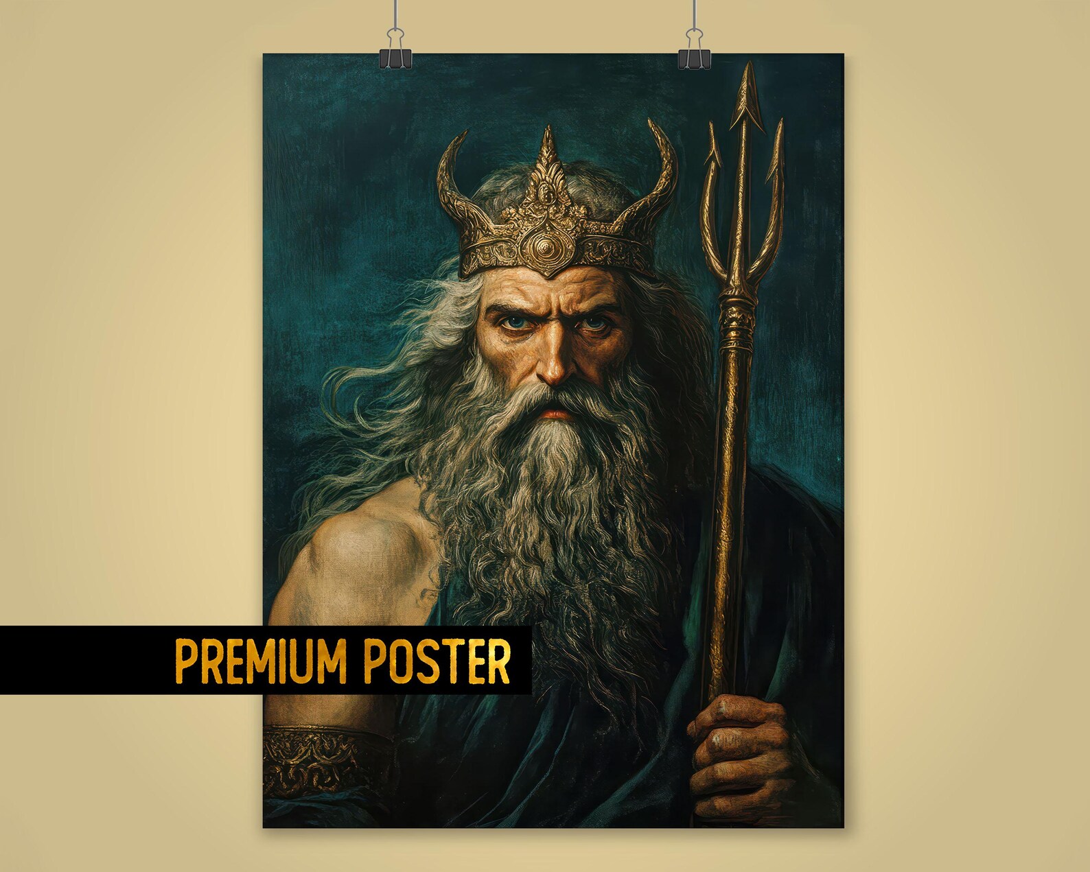Poseidon Painting Fine Art Poster - Neptune Portrait Wall Art ...