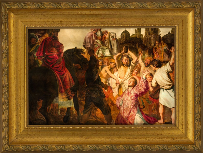 Rembrandt Painting 'the Stoning of St Stephen' Poster Baroque Masterpiece Reproduction Fine Art ...