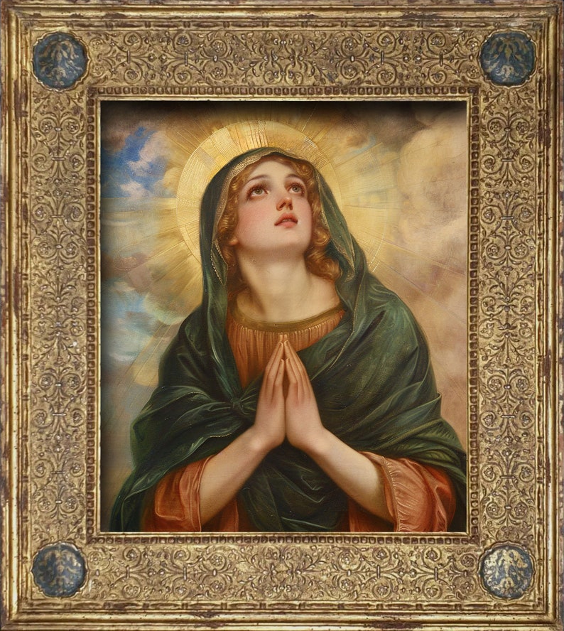 Pre-raphaelite Virgin Mary Painting Poster Exquisite Christian Wall Art ...