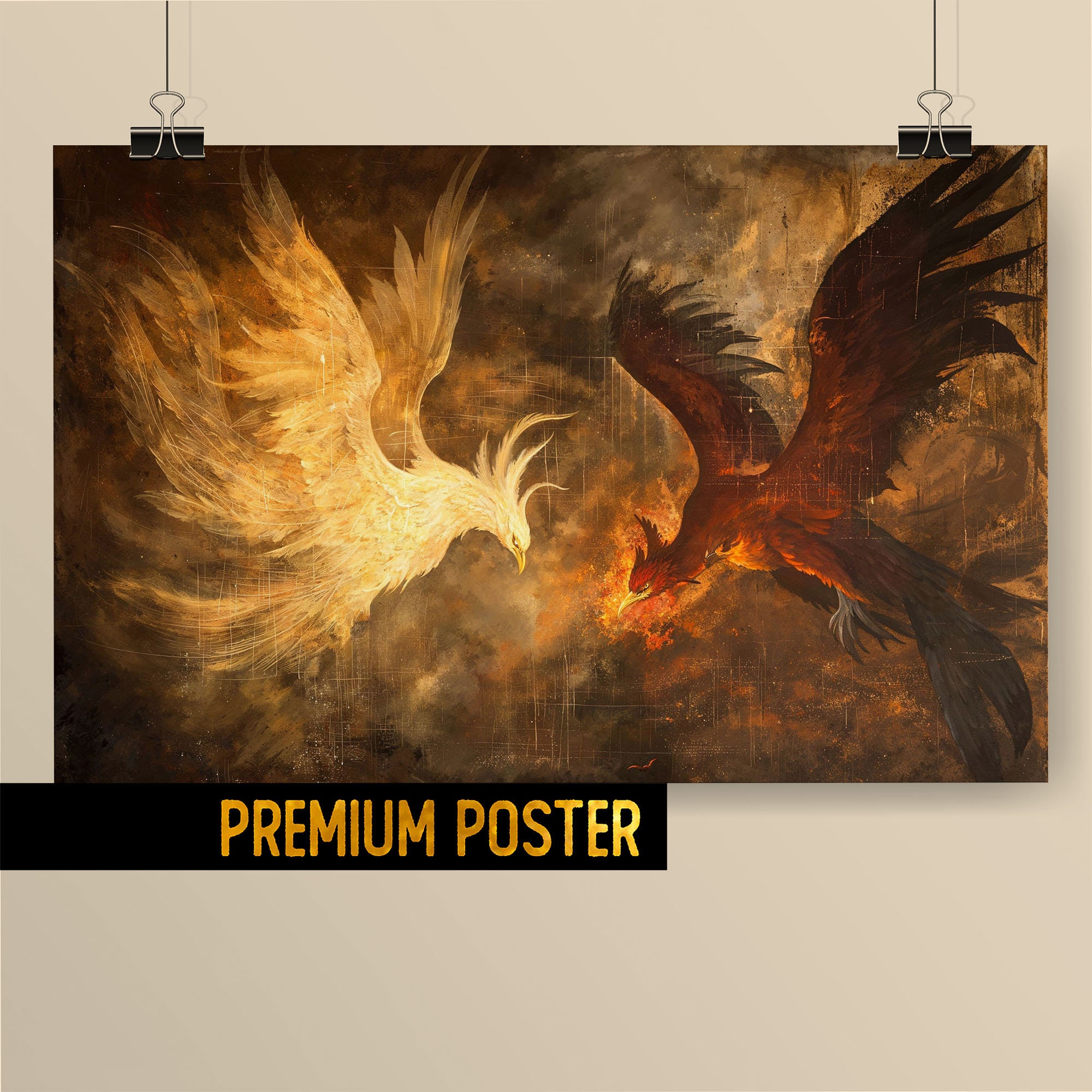Phoenix Battle Art Medieval War & Mythology Artwork Phoenix Vs Firebird ...