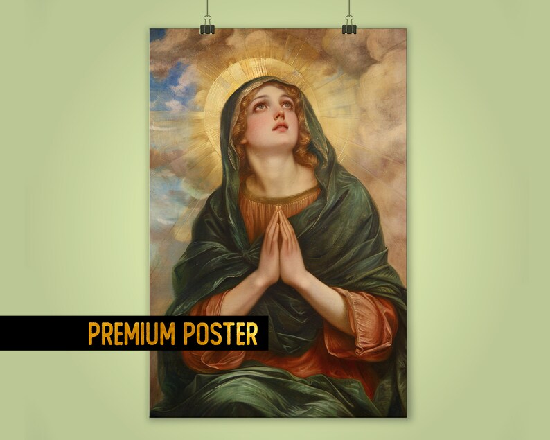 Pre-raphaelite Virgin Mary Painting Poster Exquisite Christian Wall Art ...