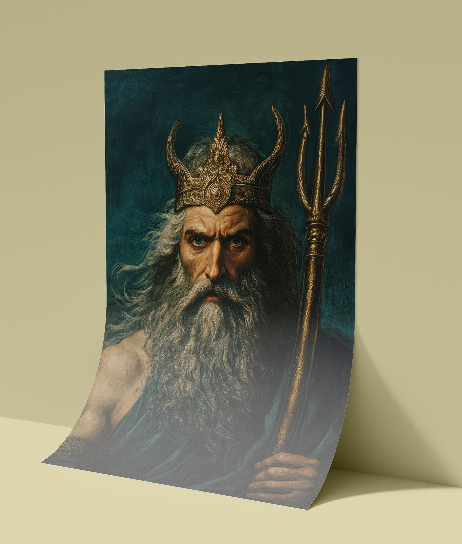 Poseidon Painting Fine Art Poster - Neptune Portrait Wall Art ...