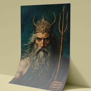Poseidon Painting Fine Art Poster - Neptune Portrait Wall Art ...