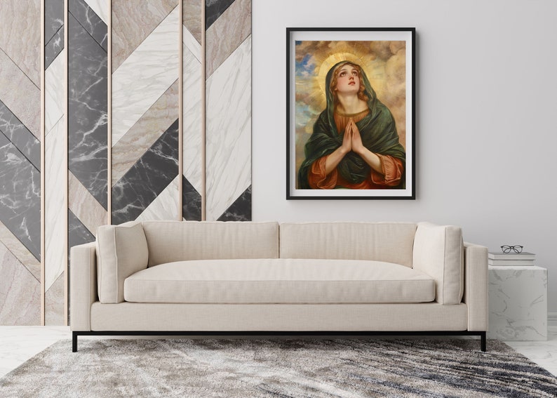 Pre-raphaelite Virgin Mary Painting Poster Exquisite Christian Wall Art ...
