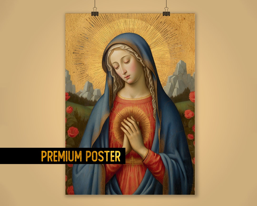 Virgin Mary Medieval Poster Spiritual Grace Art Italy Medieval Our Lady ...