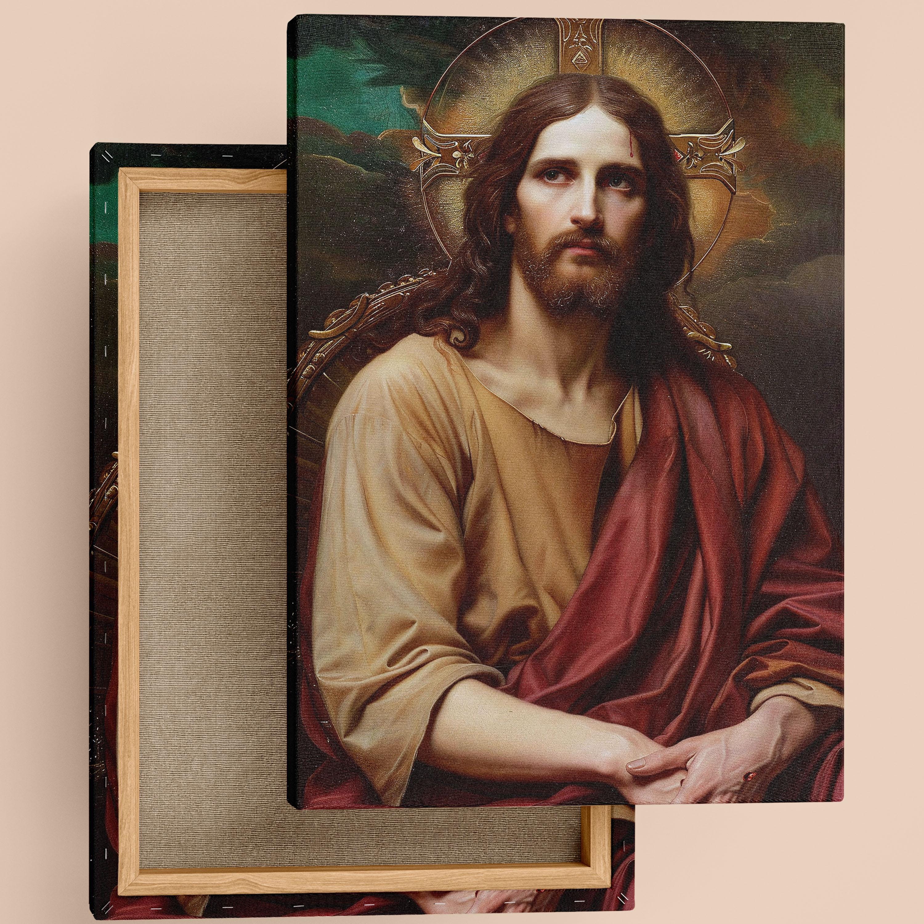 Serene Jesus Christ Portrait Canvas - Sacred Painting of Jesus ...